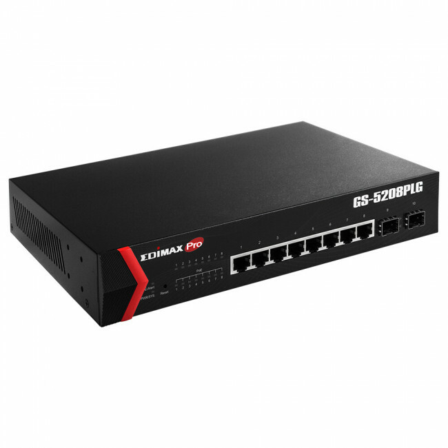 METSHOP - Edimax 1GB 8P smart PoE switch met 2x SFP GS-5208PLG - Producten